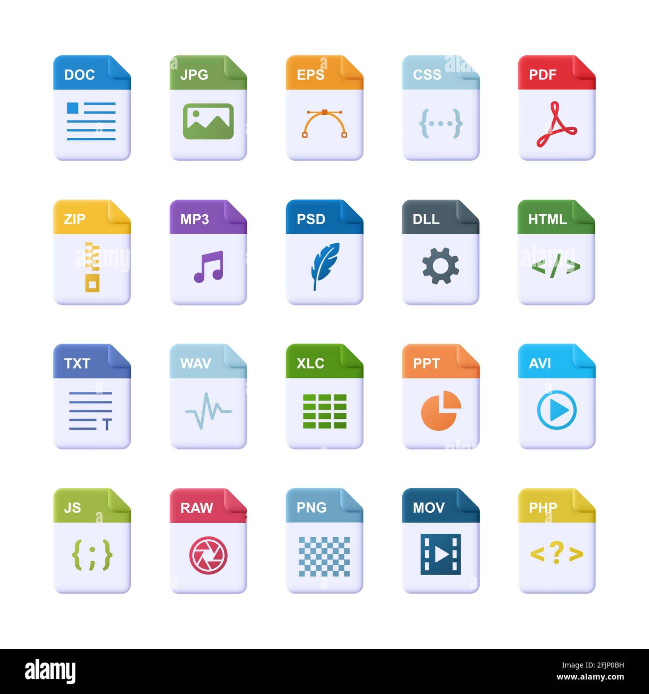 File format - realistic icon set. 3d vector illustration Stock Vector ...