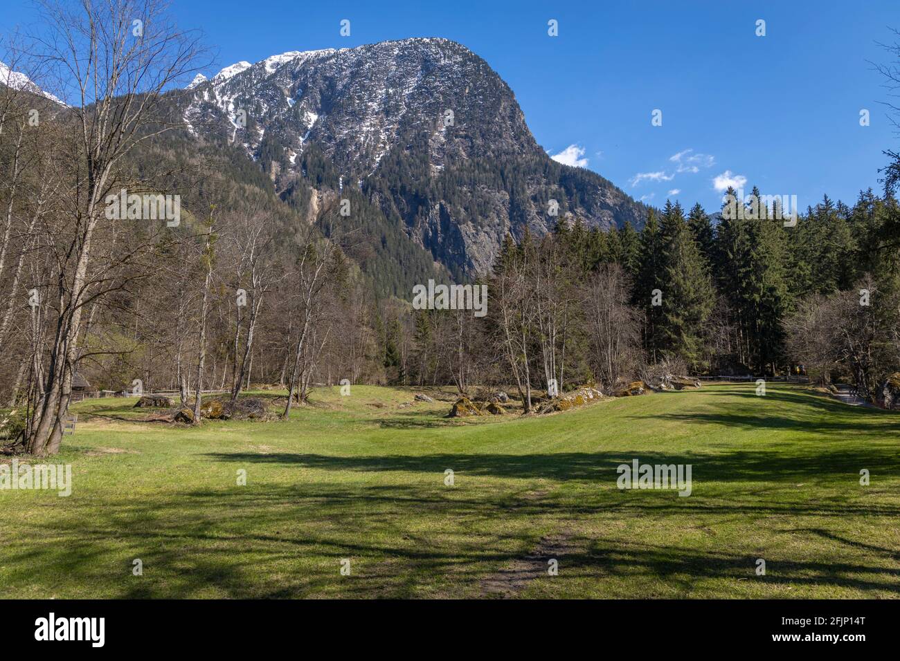 Hiking along the Oetztaler Ache to the village Oetz, Tirol, Austria ...