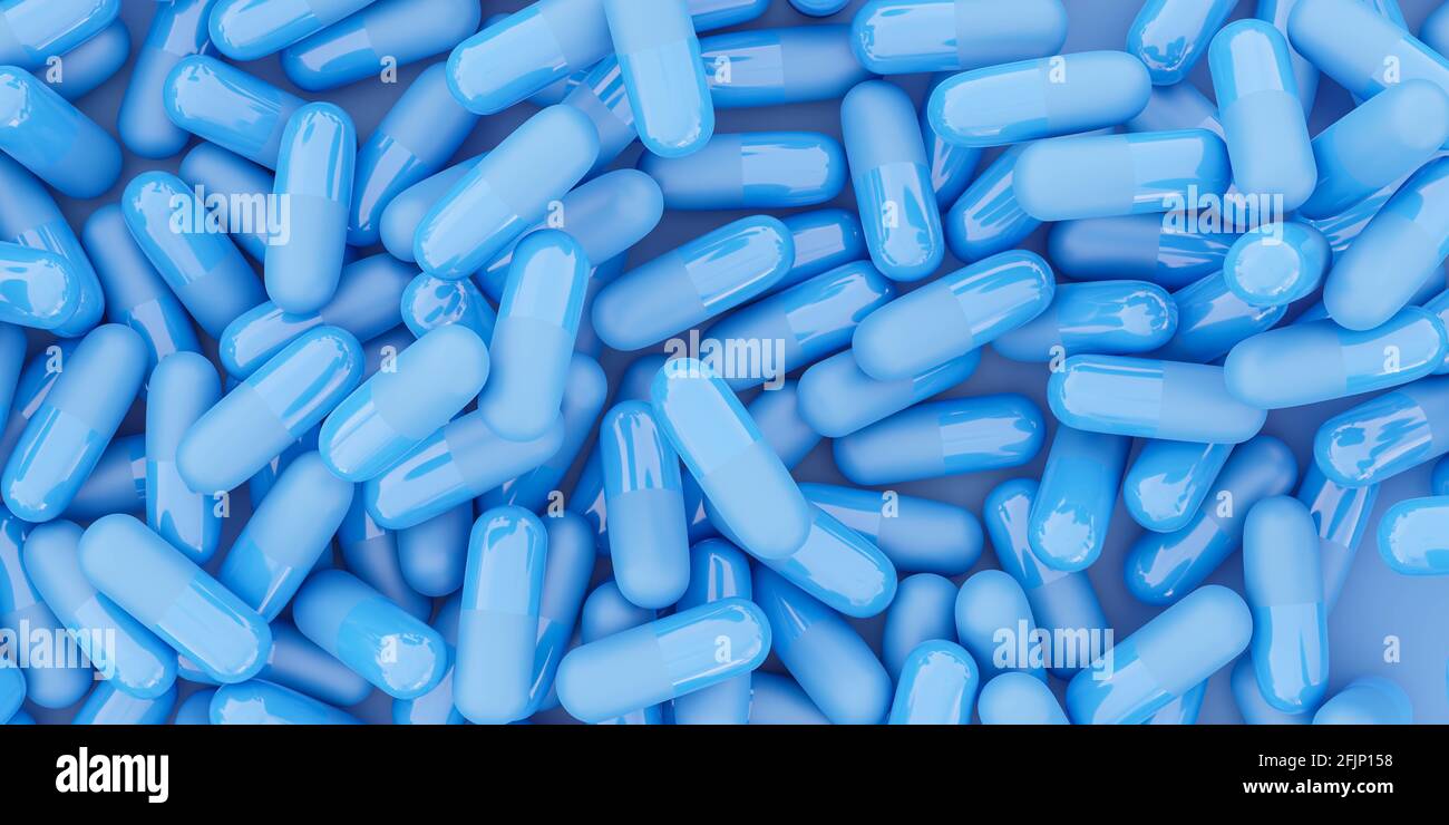 Blue capsules medical pharma pills 3d render illustration Stock Photo ...