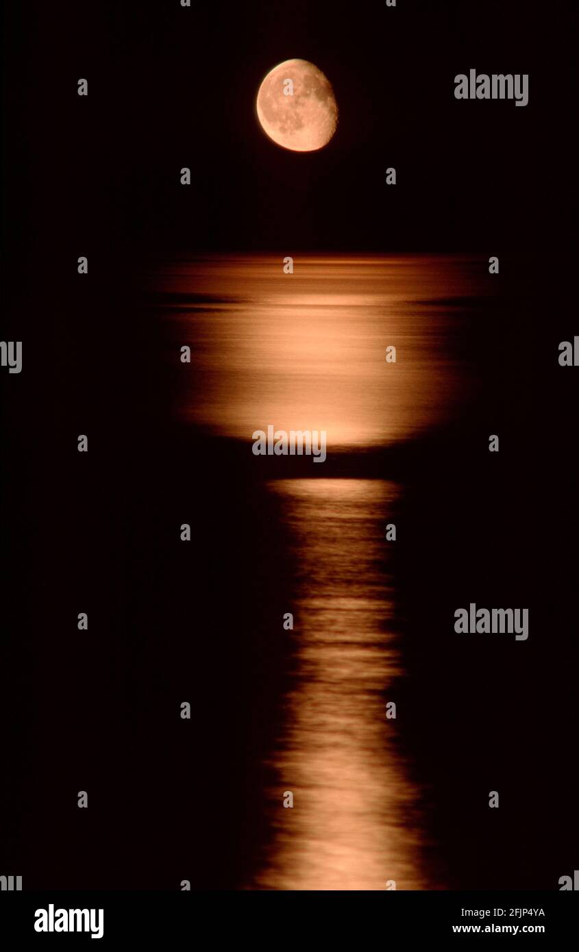 Moon over the sea at night, Denmark Stock Photo - Alamy