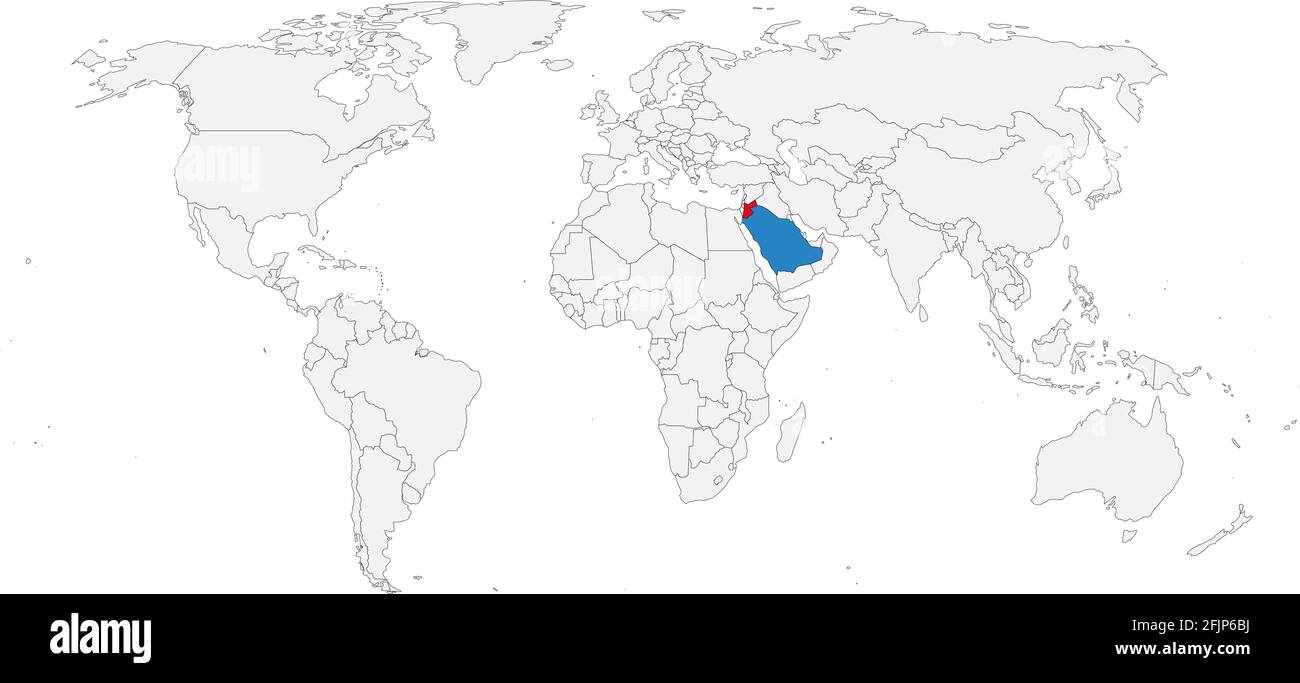 Jordan, Saudi Arabia countries isolated on world map. Business concepts ...