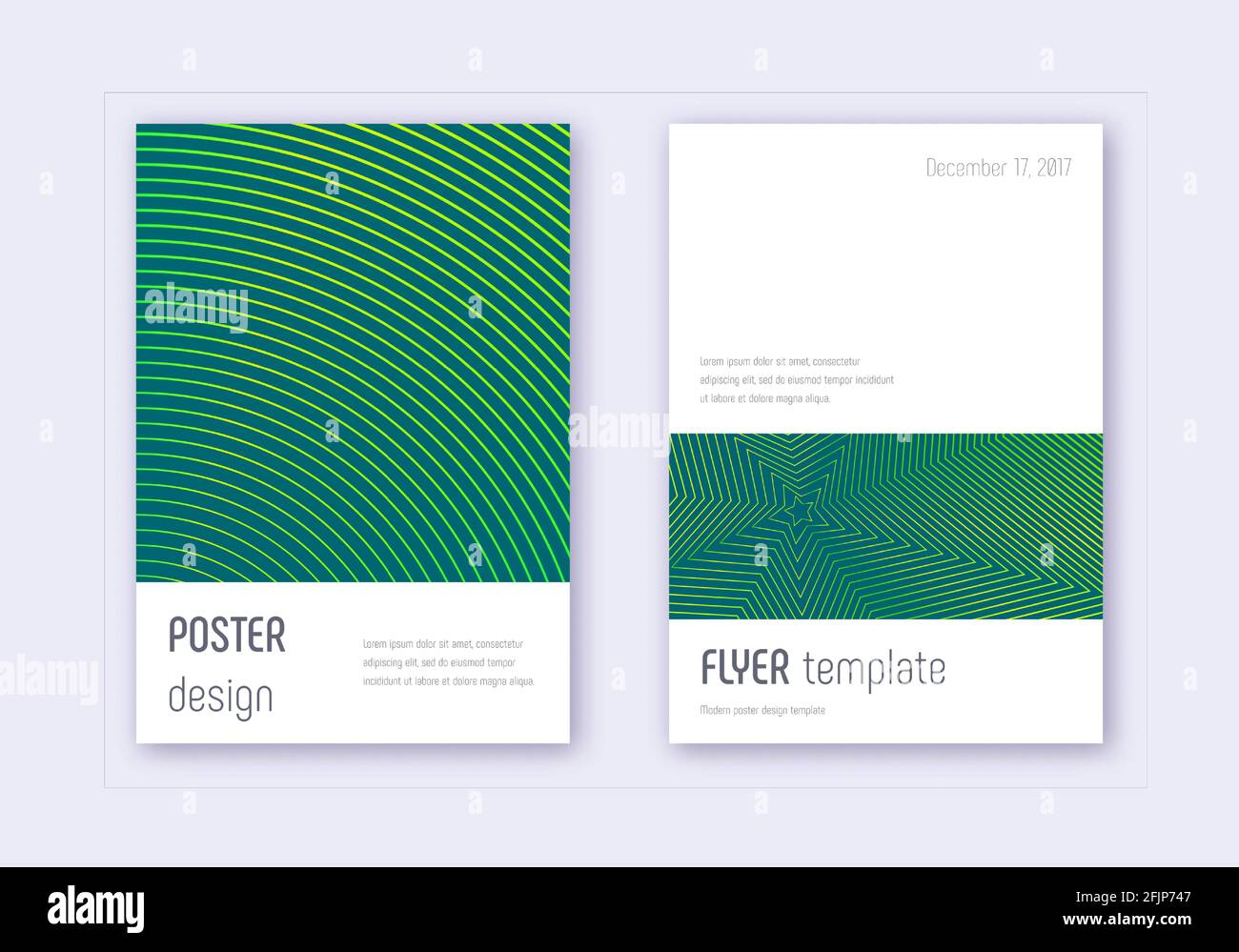 Minimalistic cover design template set. Green abstract lines on dark ...