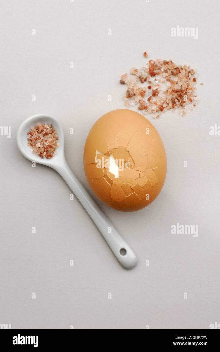 Hard boiled egg with salt, pressed in, hen's egg, natural salt Stock ...