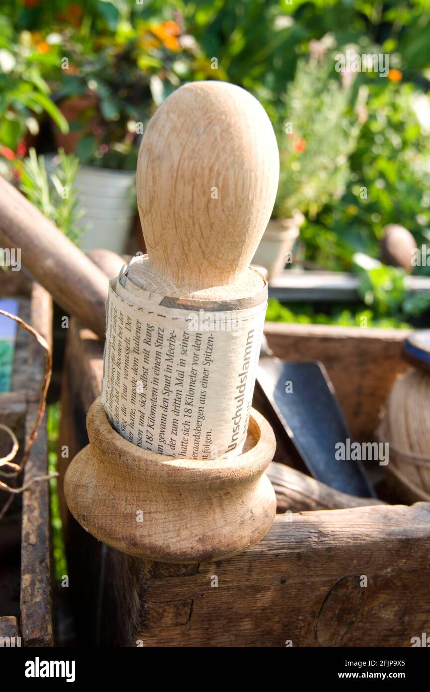 Herb garden, planting tools Stock Photo - Alamy