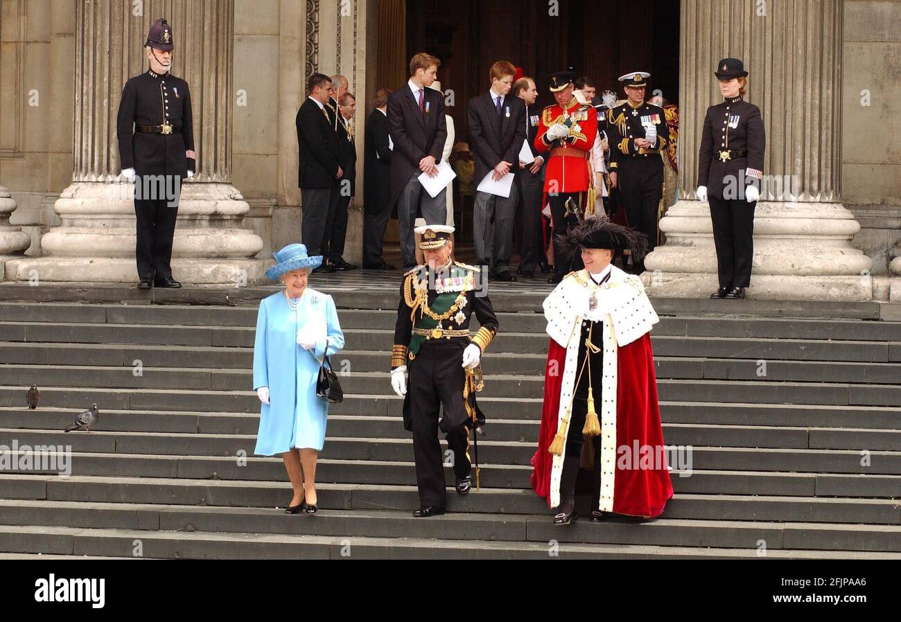 *ROTA* The Queen leaving St Pauls this morning after a special service ...