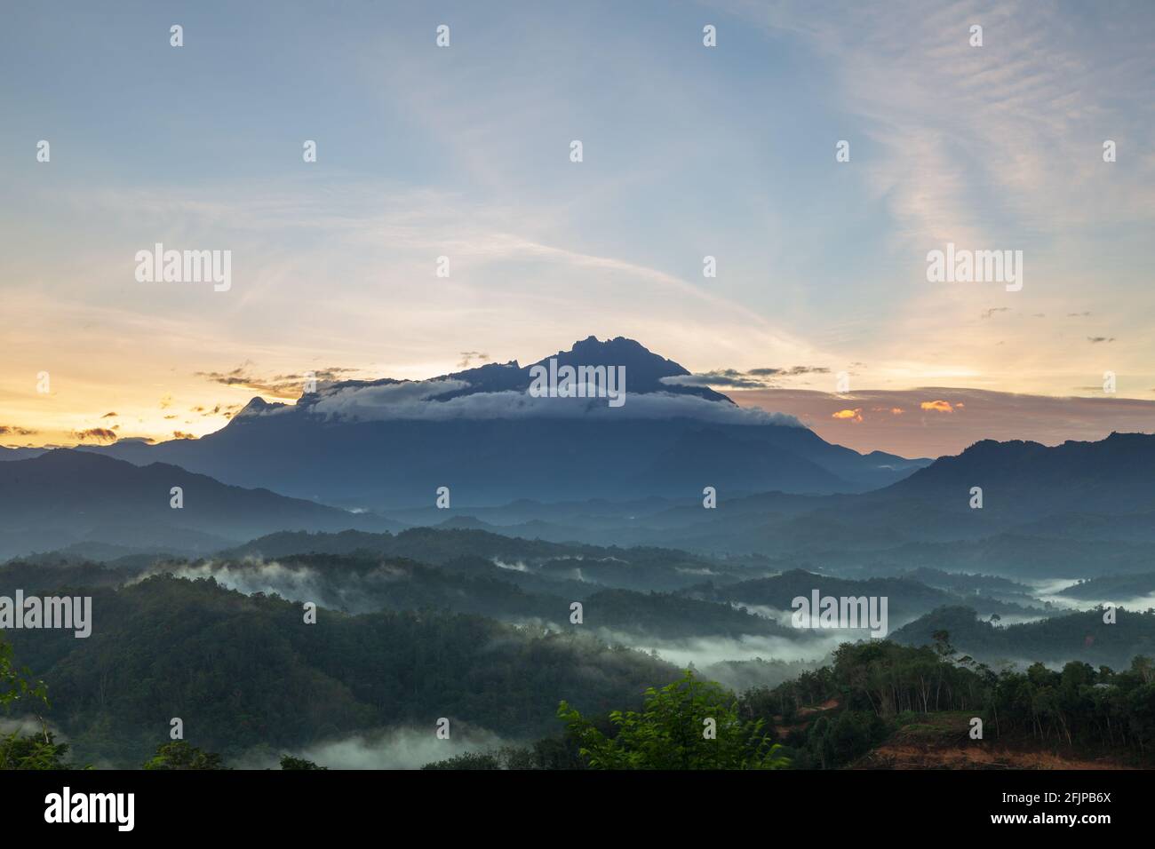 Amazing Beautiful Nature landscape view of Sunrise with nature misty ...