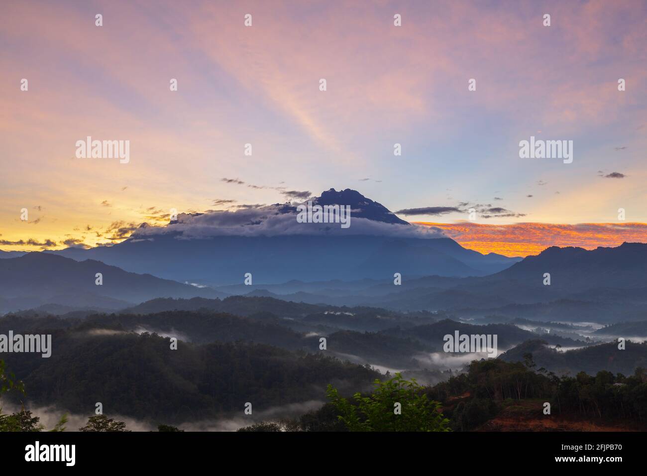 Amazing Beautiful Nature landscape view of Sunrise with nature misty ...