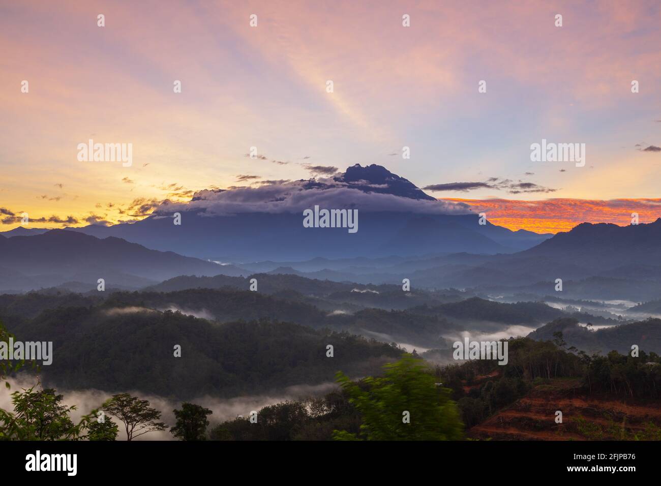 Amazing Beautiful Nature landscape view of Sunrise with nature misty ...