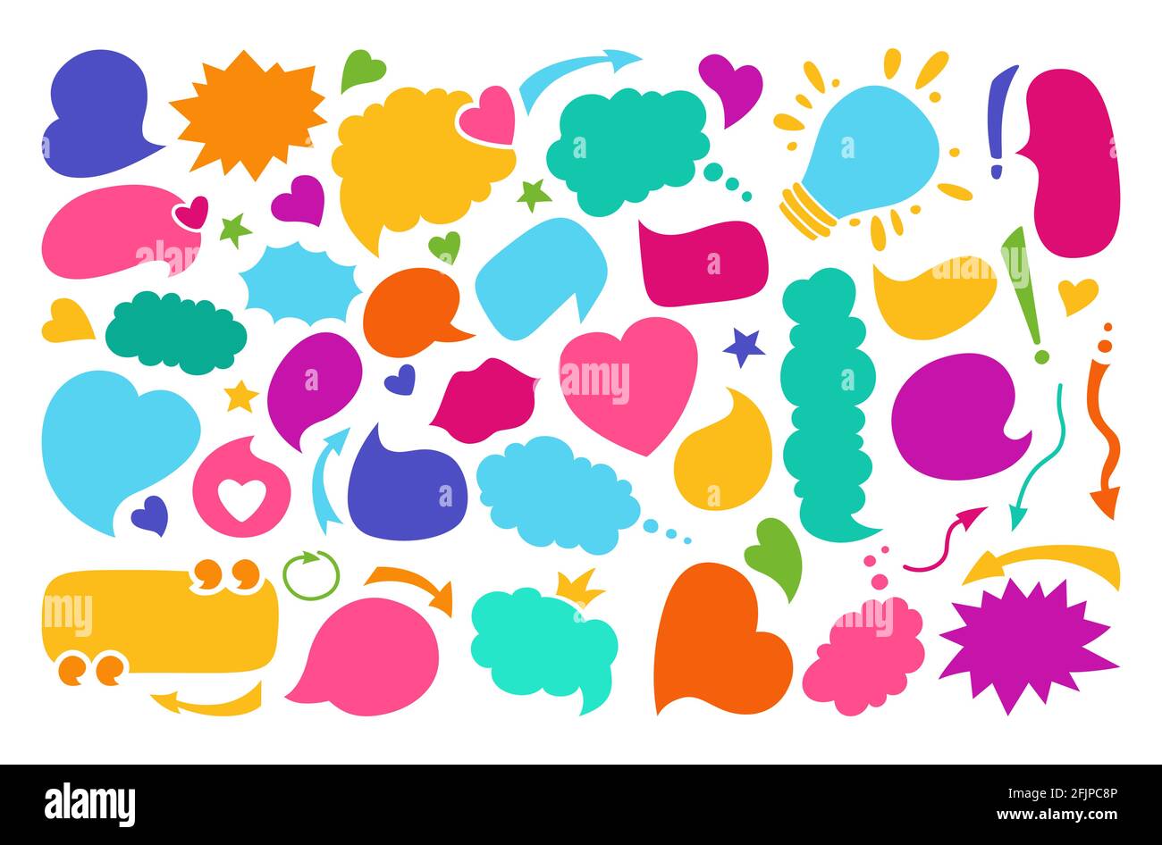 Speech bubbles color empty flat cartoon set. Speech thought blobs ...