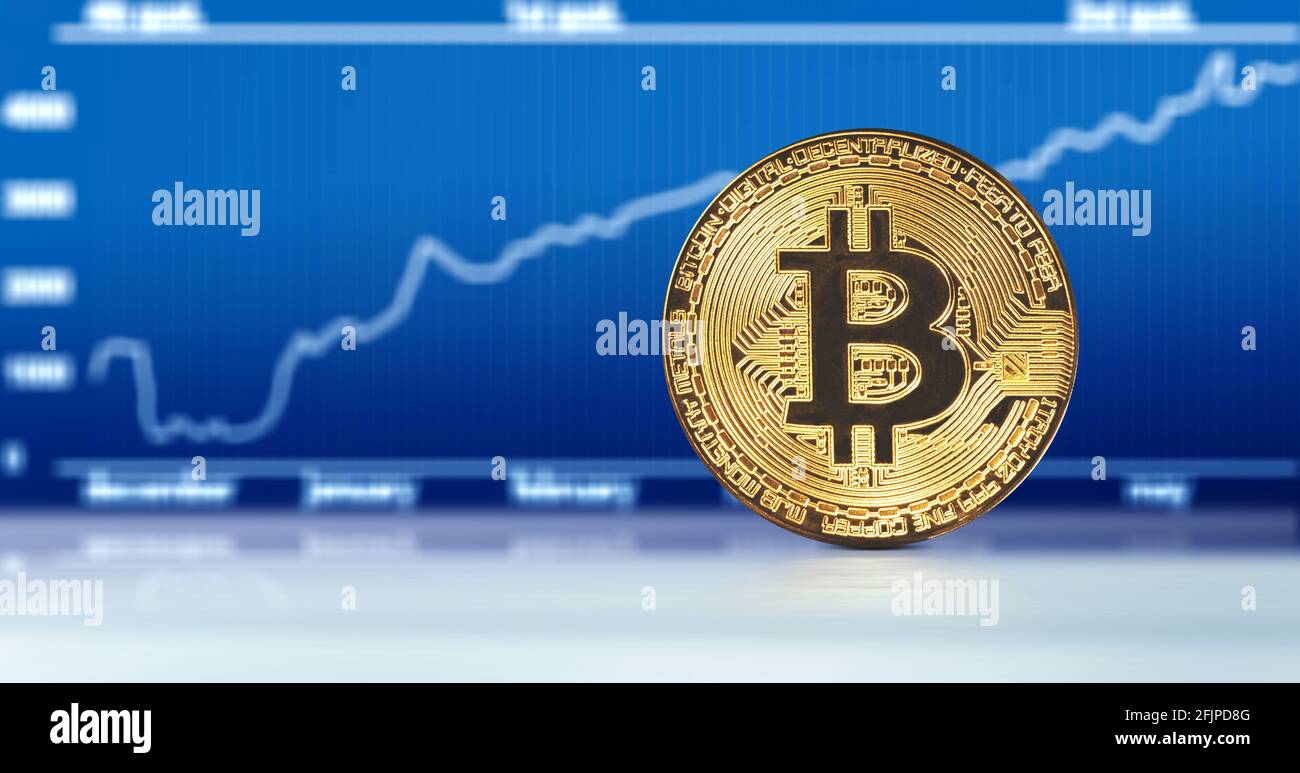 Cryptocurrency concept. Trends in bitcoin exchange rates. Rise and fall ...