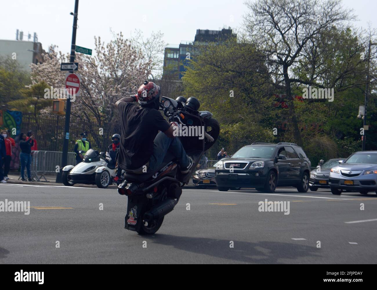 Brooklyn, New York, New York, USA. 24th Apr, 2021. Motorcyclists come ...