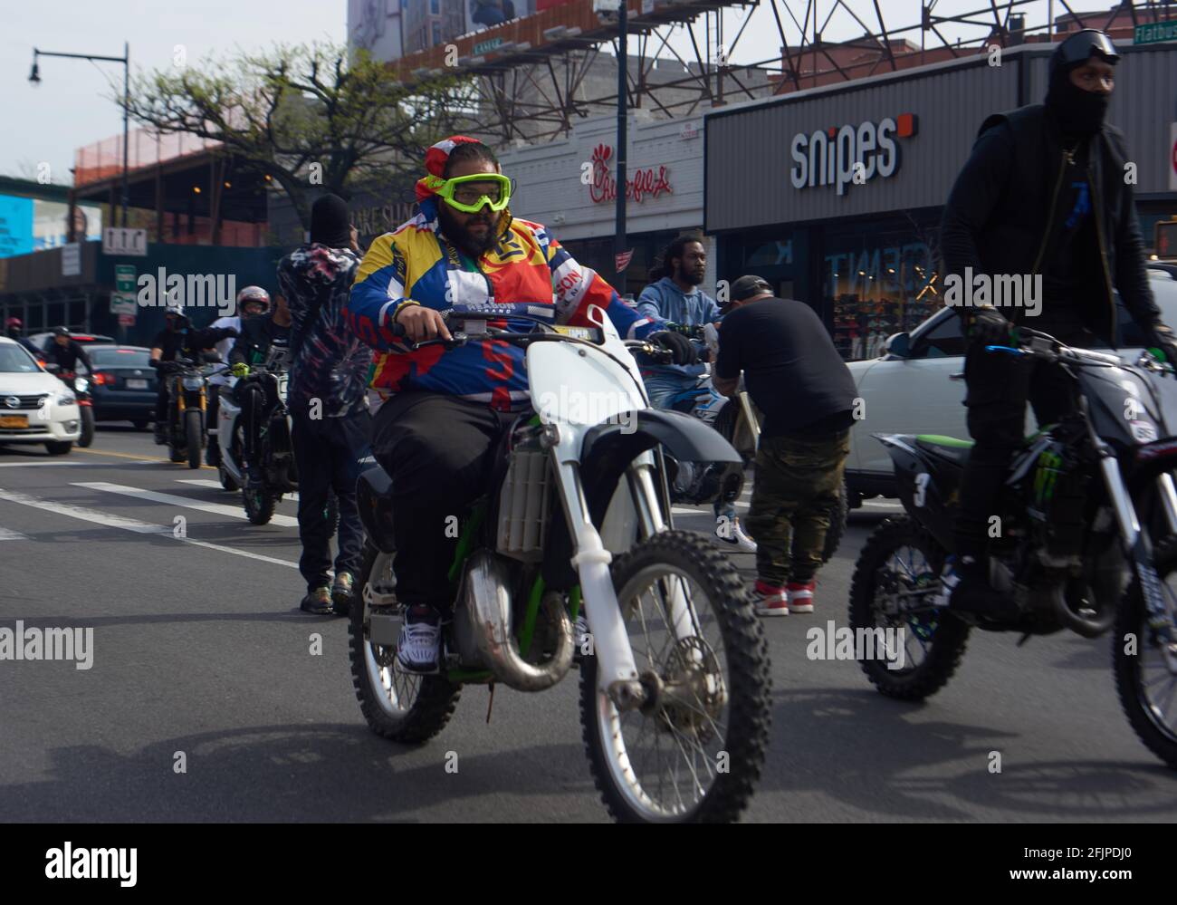 Brooklyn, New York, New York, USA. 24th Apr, 2021. Motorcyclists come ...