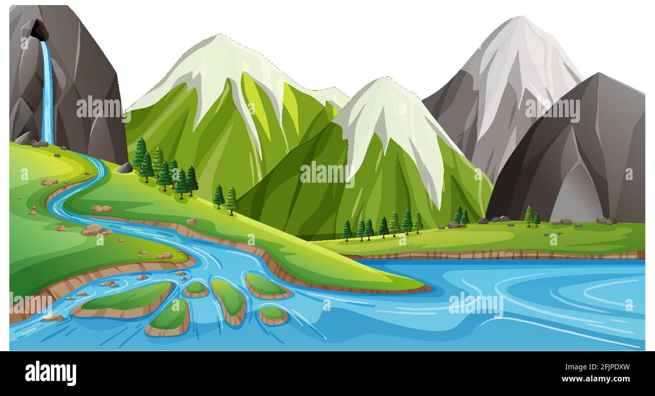 Land and water geography landscape illustration Stock Vector Image ...