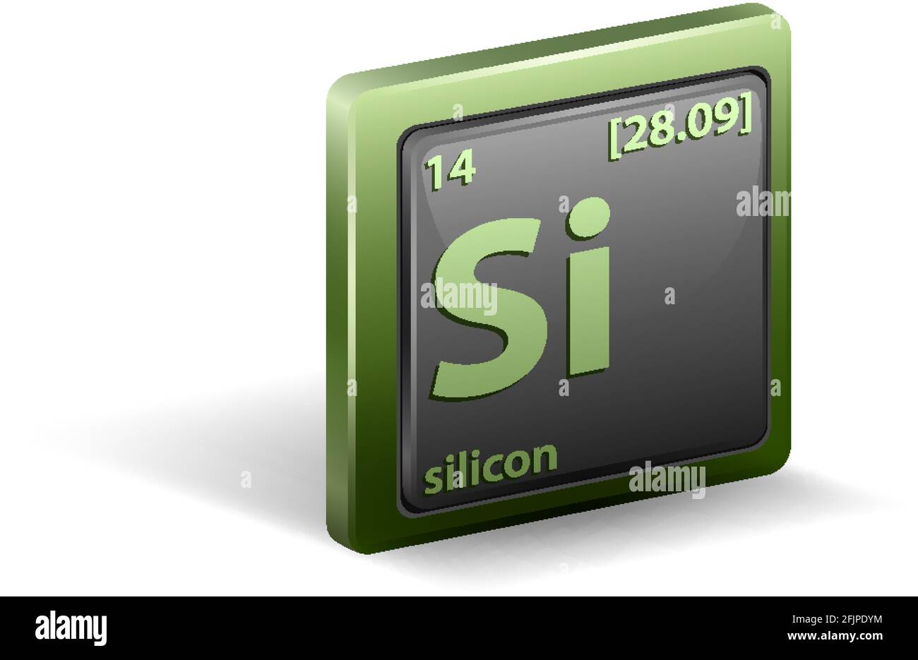 Silicon chemical element. Chemical symbol with atomic number and atomic mass. illustration Stock ...