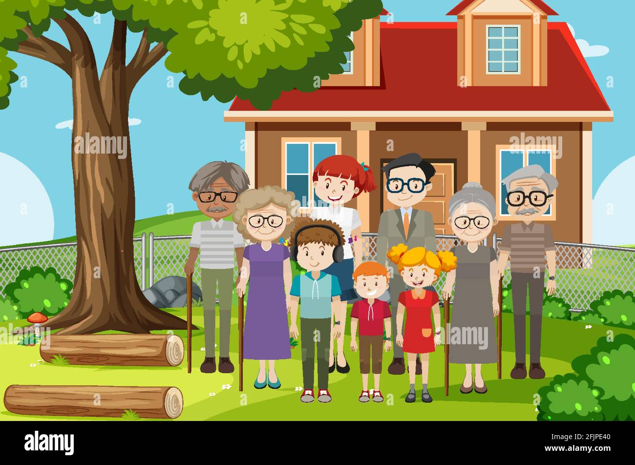 Member of family at home outdoor scene illustration Stock Vector Image ...