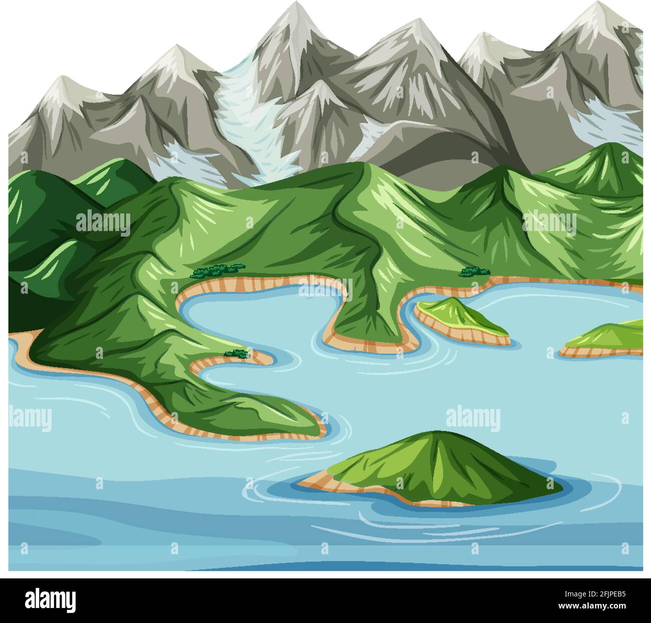 Land and water geography landscape illustration Stock Vector Image ...