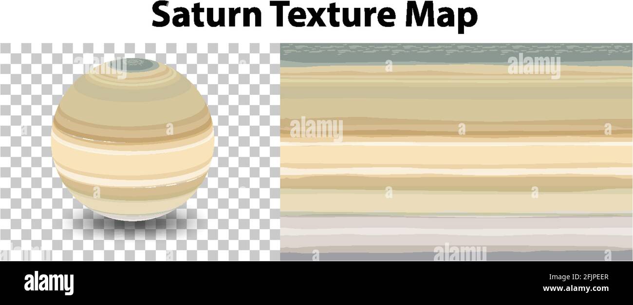 Saturn planet on transparent with Saturn texture map illustration Stock ...