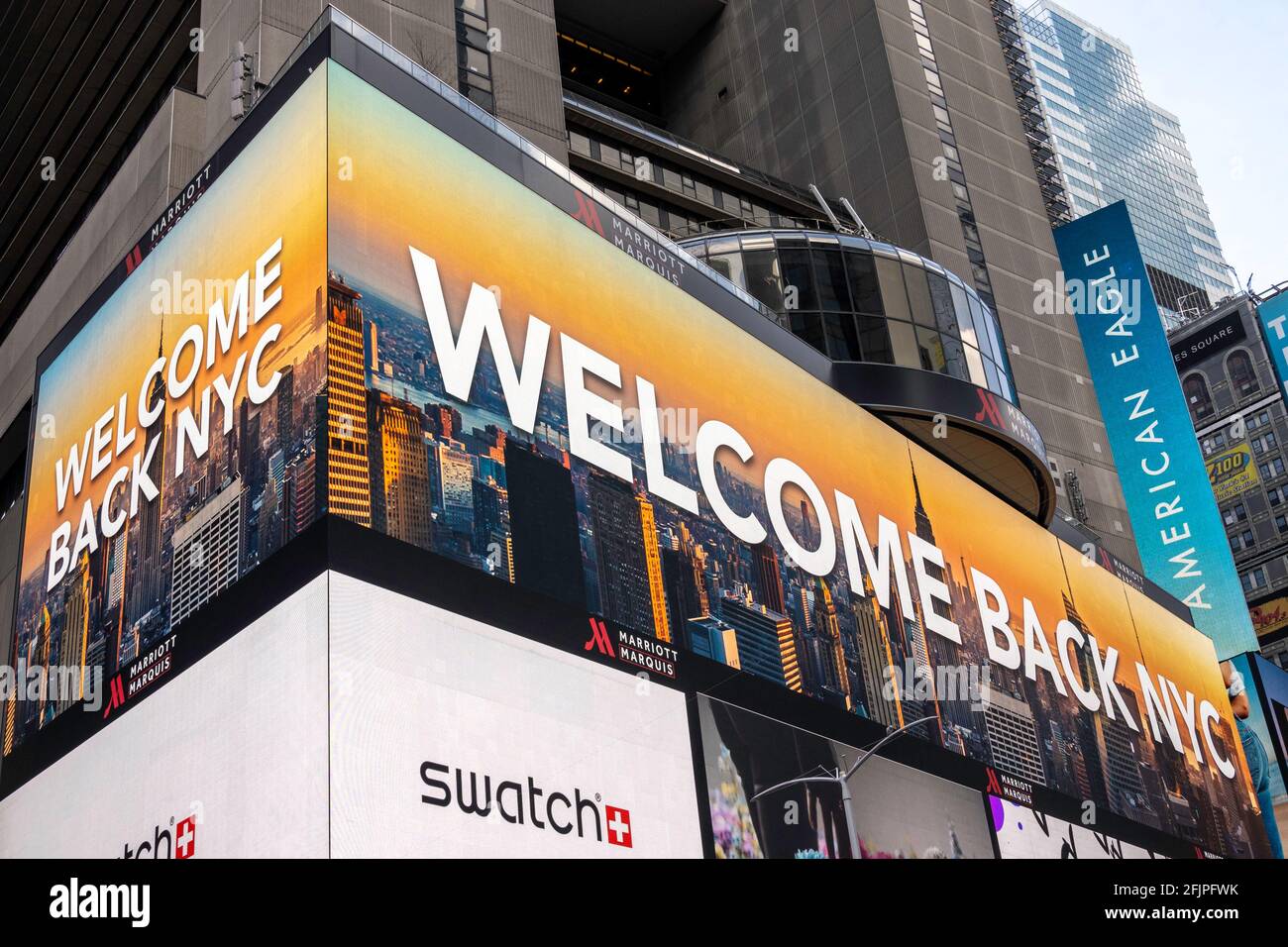 Colorful electronic advertising screens in Times Sq., New York City ...