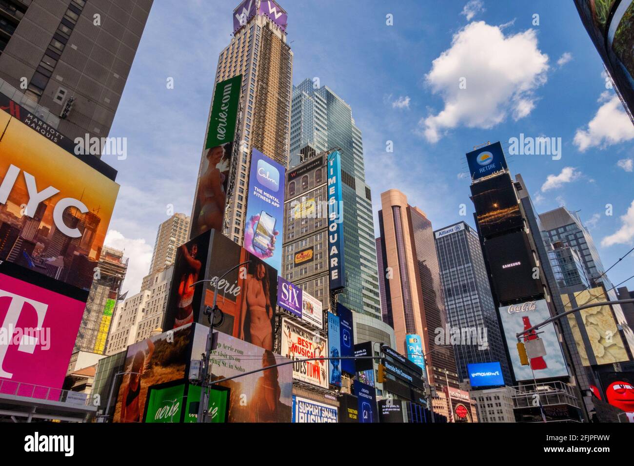 Colorful electronic advertising screens in Times Sq., New York City ...
