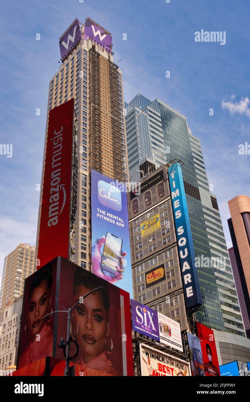 Colorful electronic advertising screens in Times Sq., New York City ...