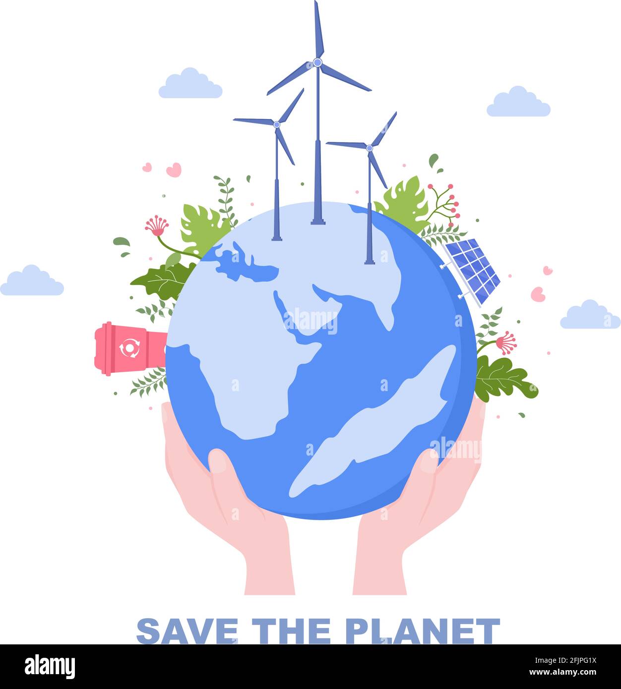 Save Our Planet Earth Illustration To Green Environment With Eco ...