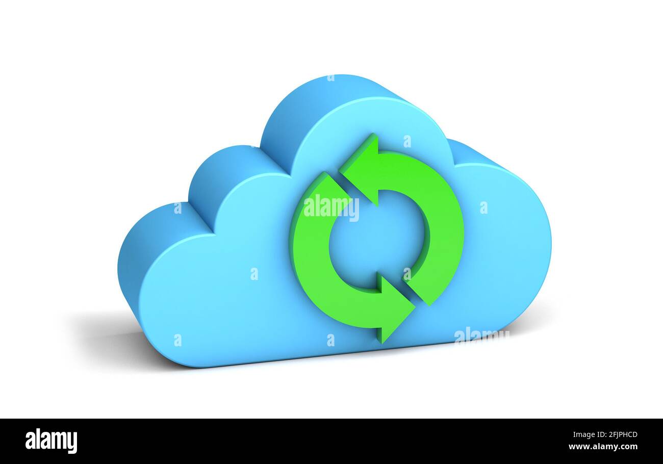 Cloud storage. Data sync. round green arrows. isolated on white ...