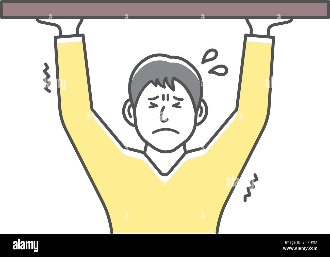 Young man holding object above. Vector illustration Stock Vector Image ...