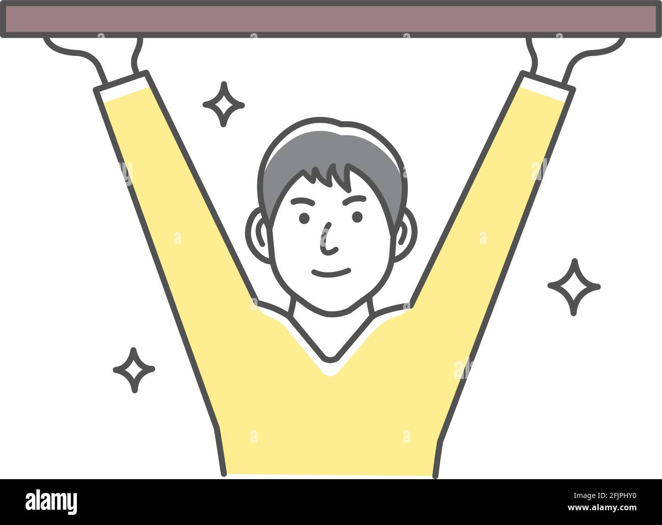 Young man holding object above. Vector illustration Stock Vector Image ...