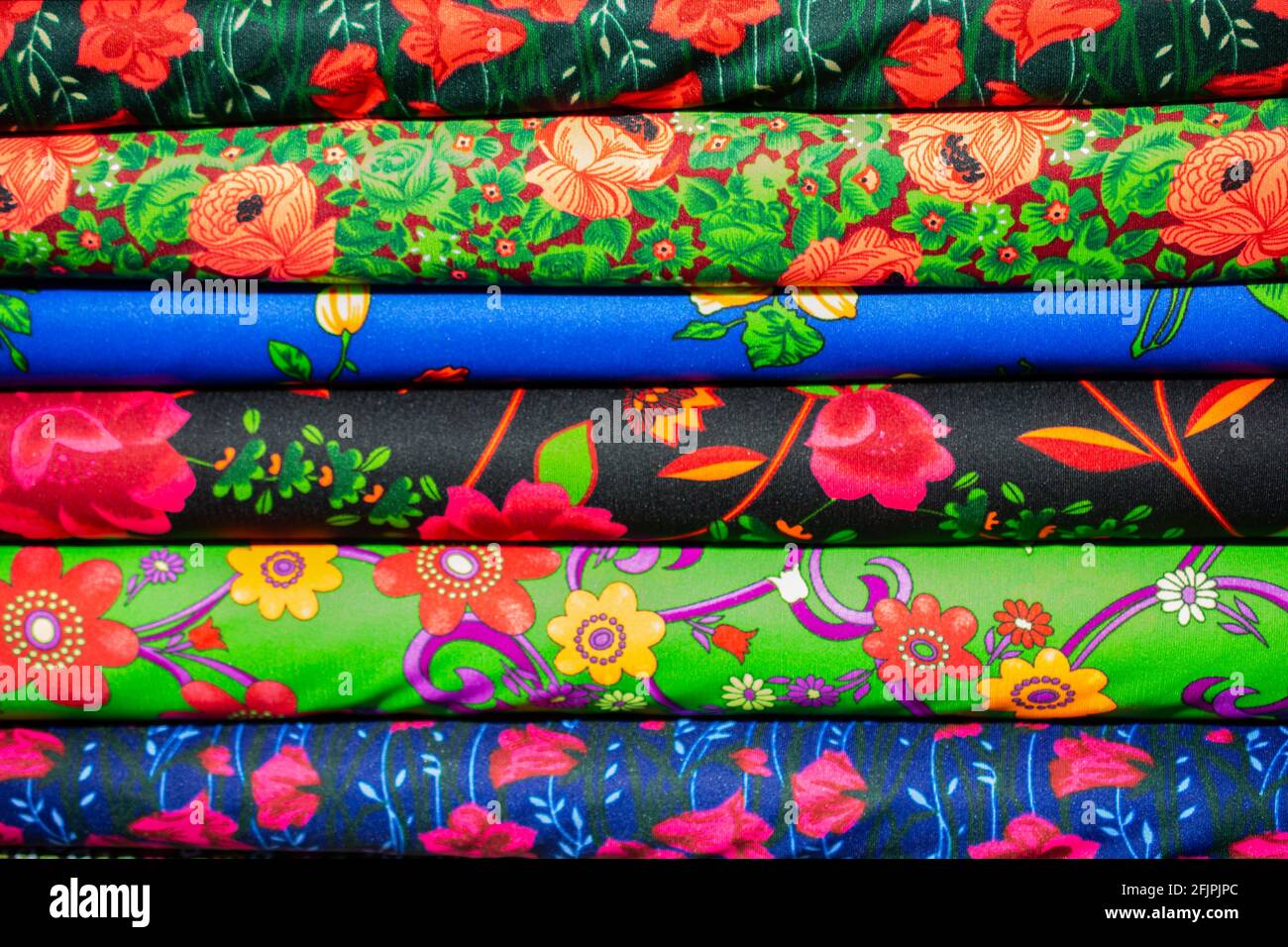 Examples of colorful fabric of various color and type Stock Photo - Alamy