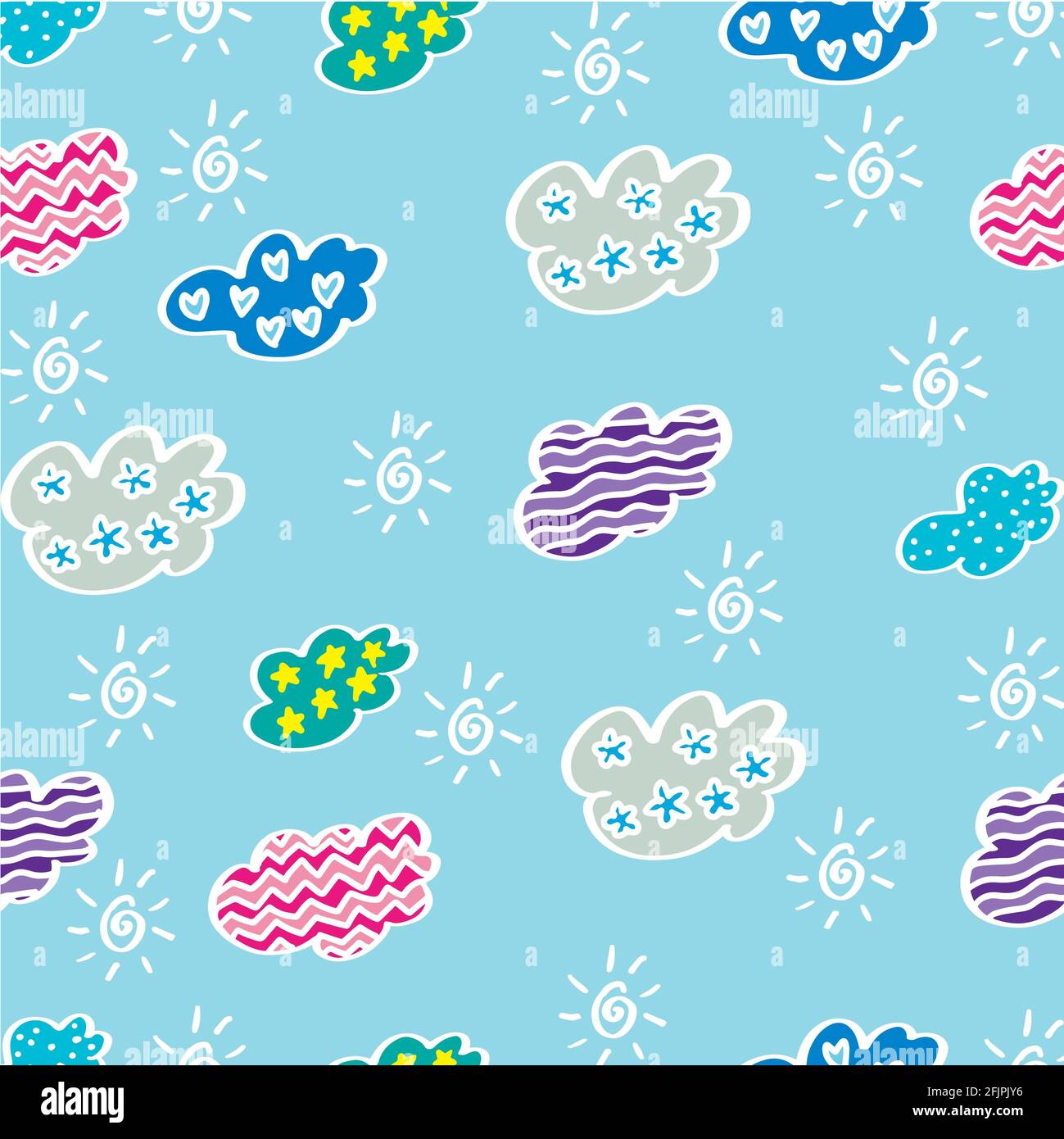 Cute sky cloud cartoon seamless pattern Stock Photo - Alamy