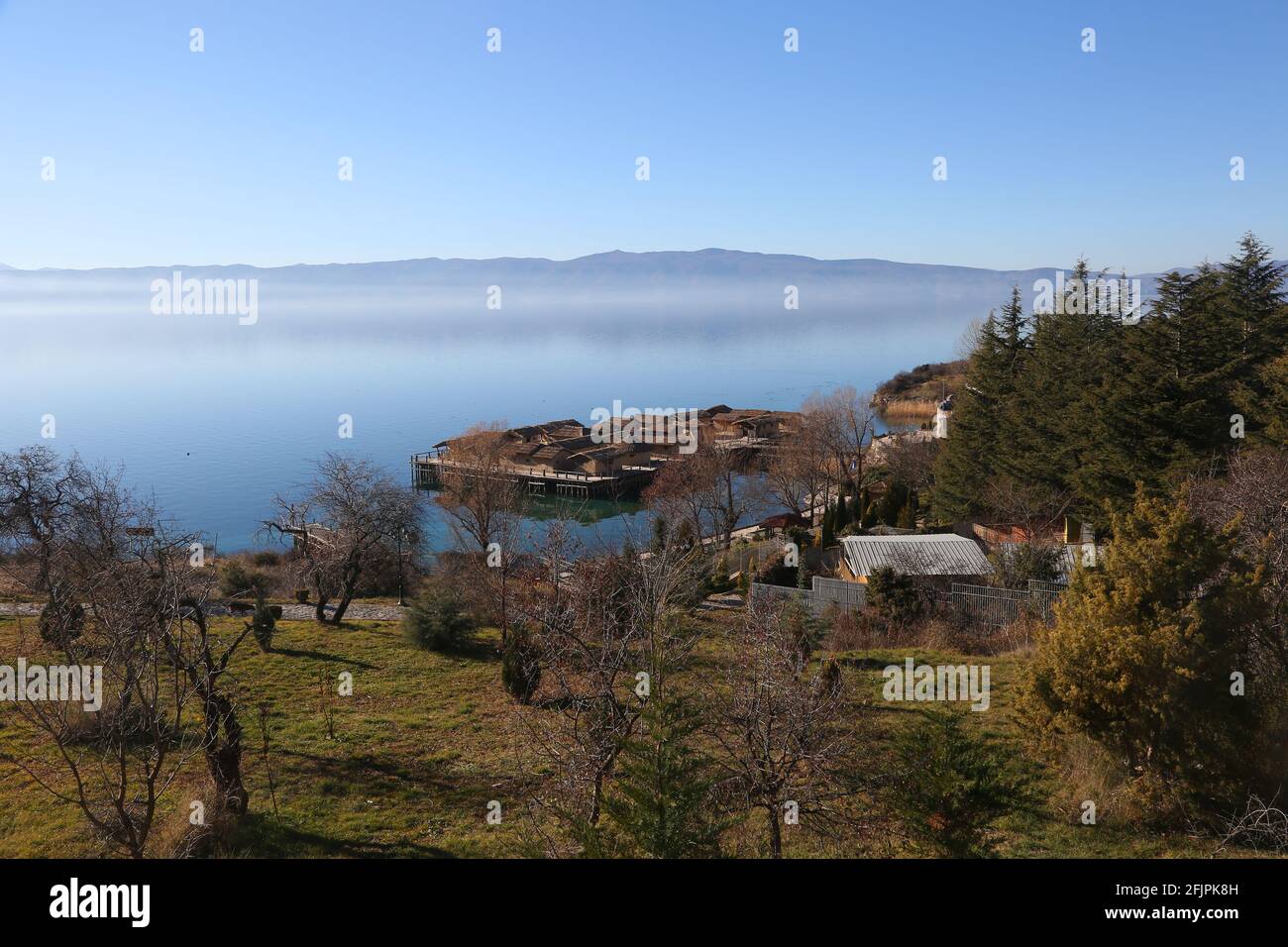 'Bay of Bones' underwater museum at Lake Ohrid in Macedonia Stock Photo ...