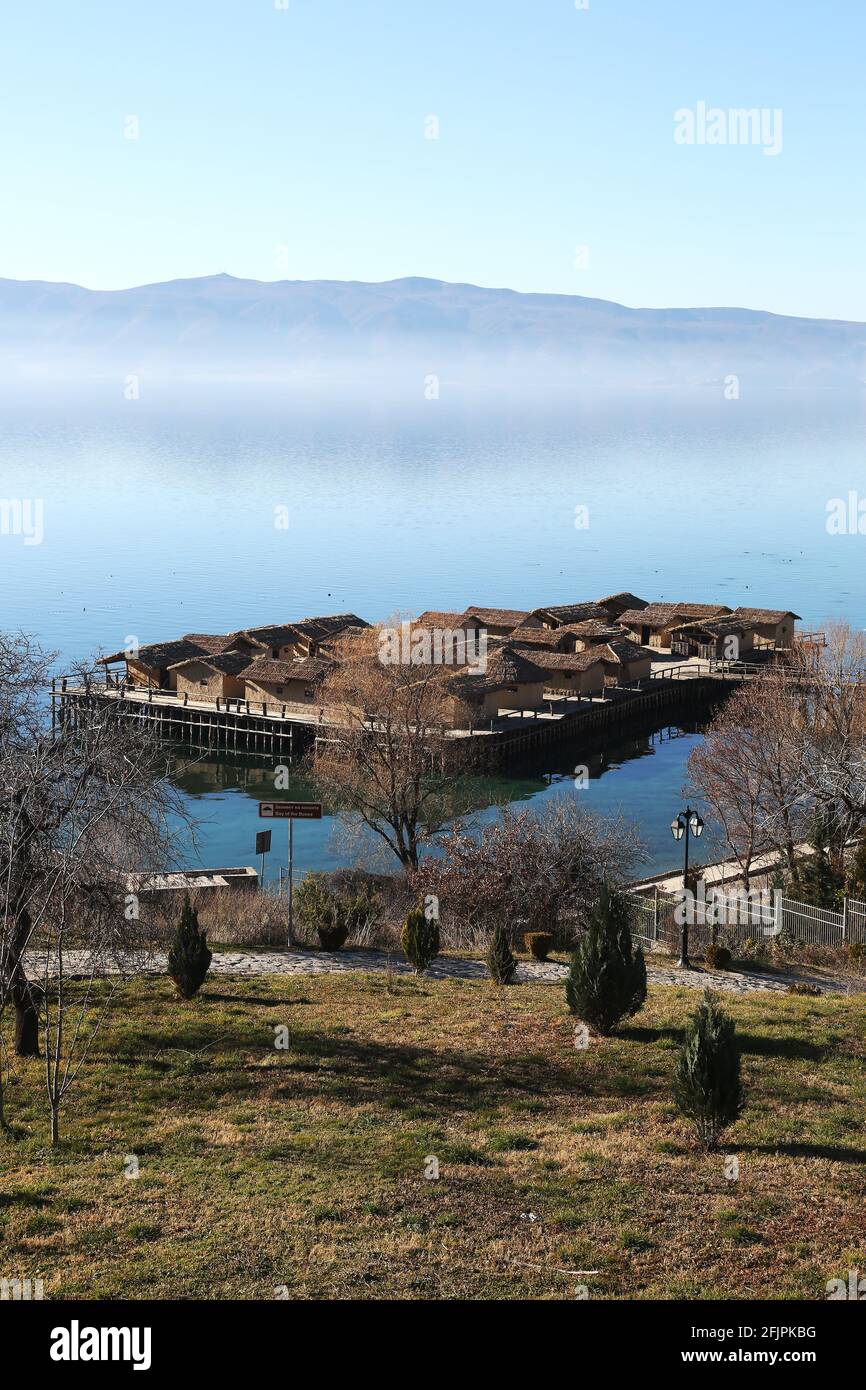 'Bay of Bones' underwater museum at Lake Ohrid in Macedonia Stock Photo ...
