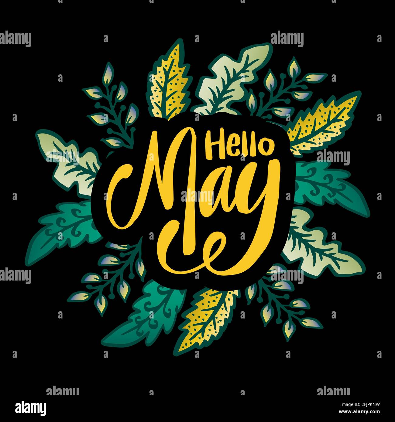 Hello may greeting card. Hand lettering Stock Photo - Alamy
