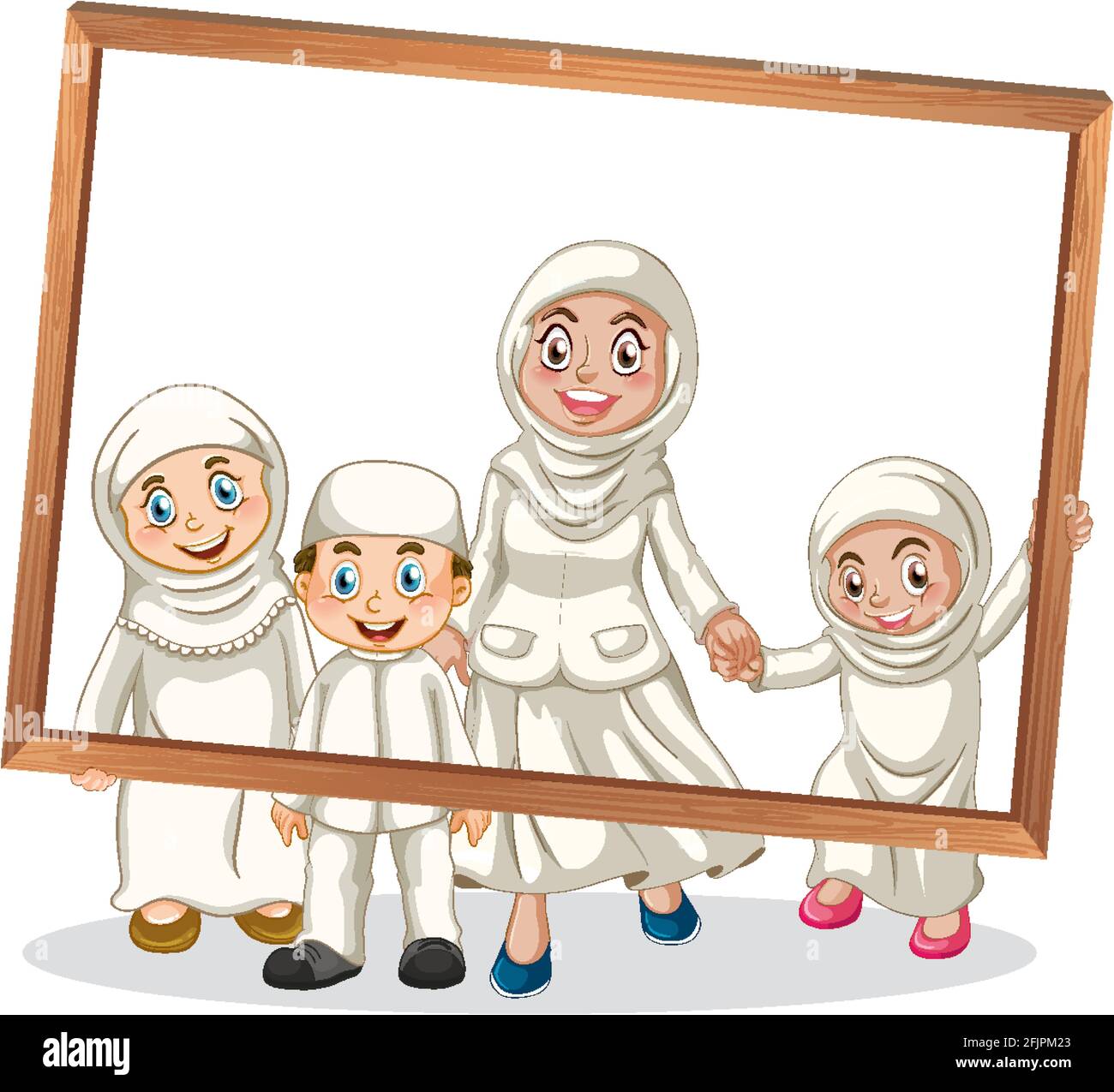Happy family member holding photo frame illustration Stock Vector Image ...