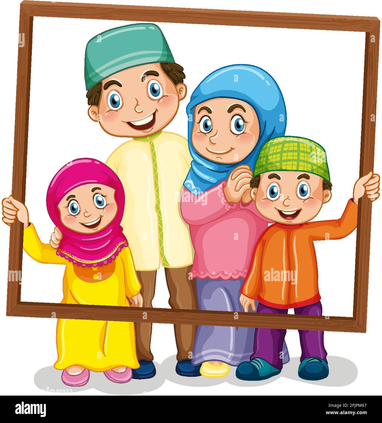 Happy family member holding photo frame illustration Stock Vector Image ...