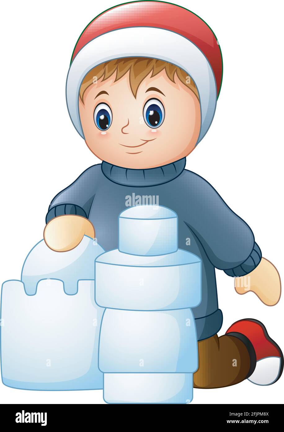 Cartoon boy making snow building Stock Vector Image & Art - Alamy