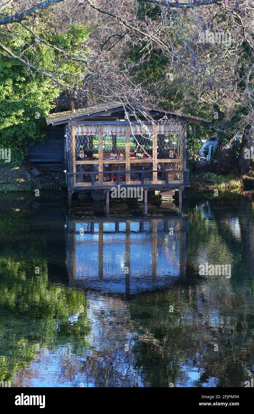Lagoon restaurants and beautiful views of Saint Naum area in Lake Ohrid ...