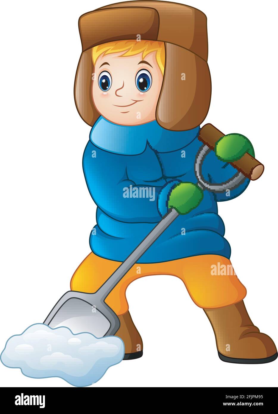 Cartoon boy shoveling snow illustration Stock Vector Image & Art - Alamy