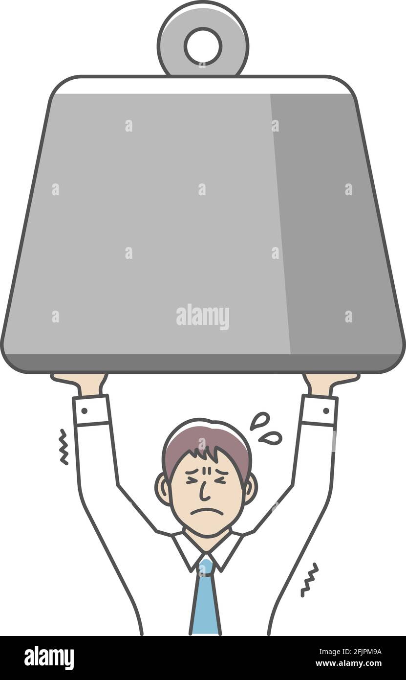 Young businessman holding huge weight. Vector illustration Stock Vector ...