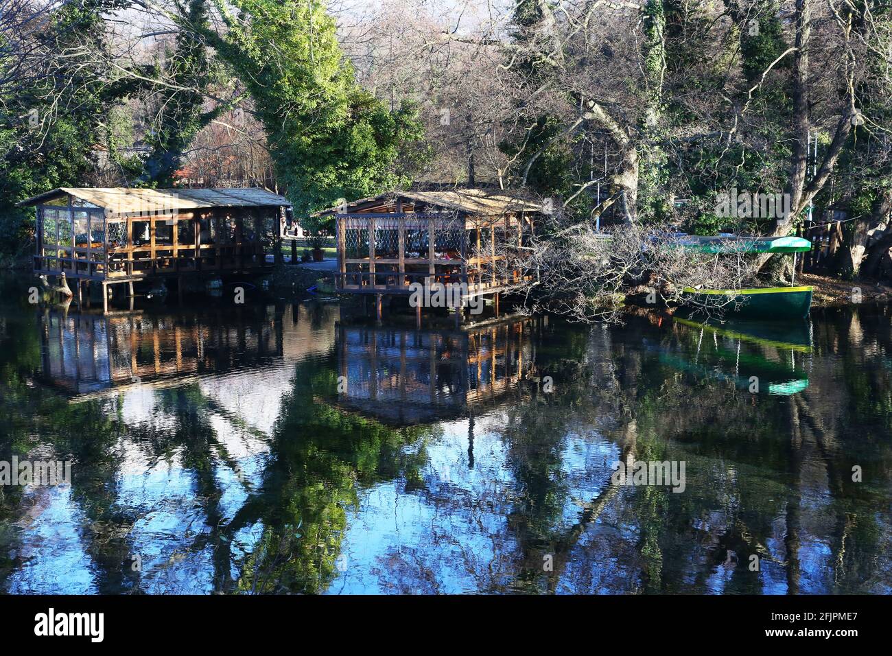 Lagoon restaurants and beautiful views of Saint Naum area in Lake Ohrid ...