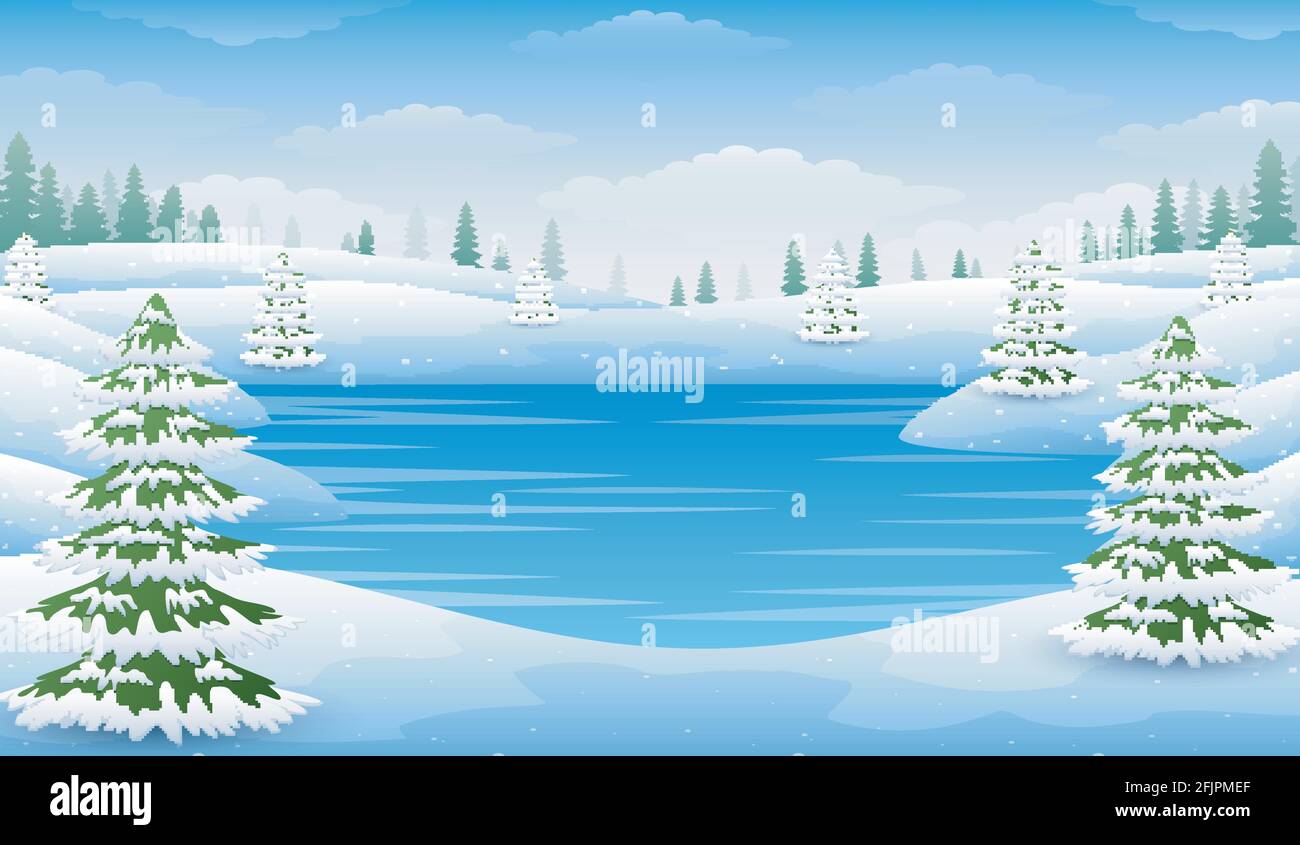 Frozen lake wintertime Stock Vector Images - Alamy
