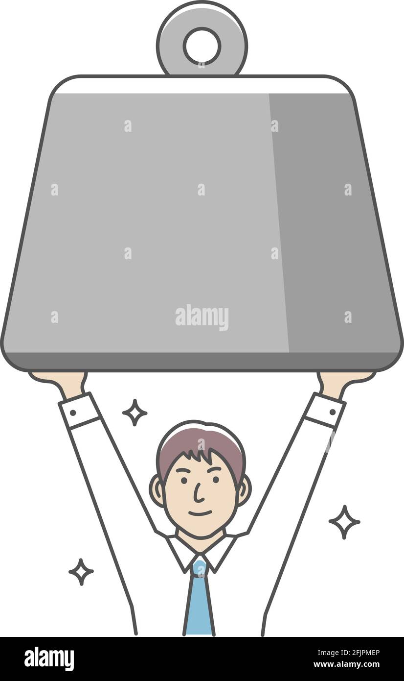 Young businessman holding huge weight. Vector illustration Stock Vector ...