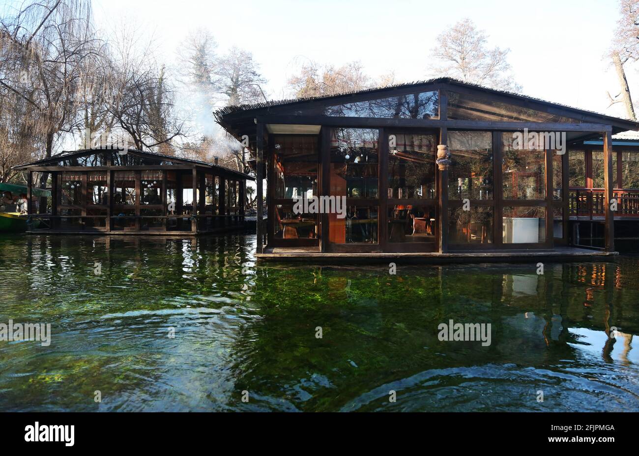 Lagoon restaurants and beautiful views of Saint Naum area in Lake Ohrid ...