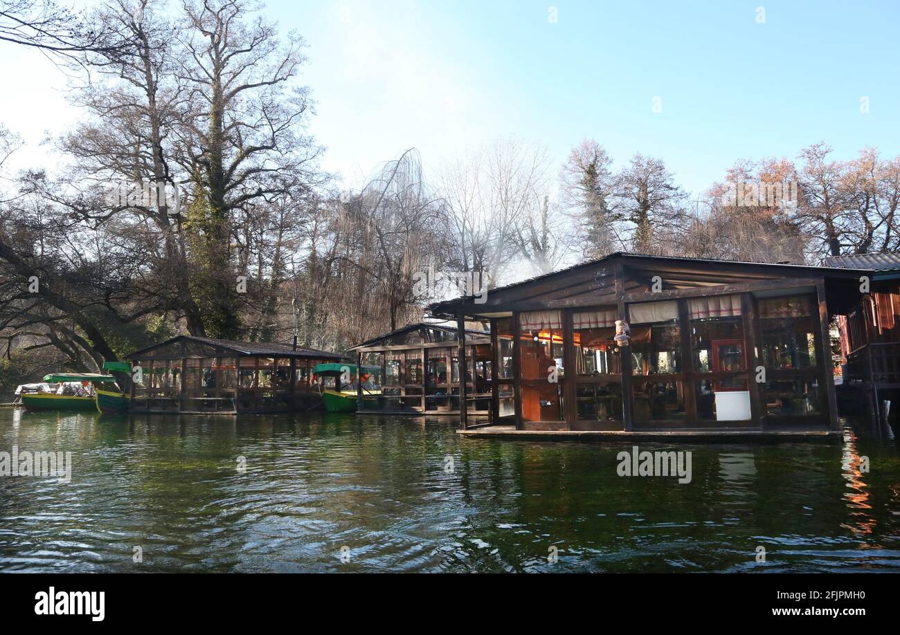 Lagoon restaurants and beautiful views of Saint Naum area in Lake Ohrid ...