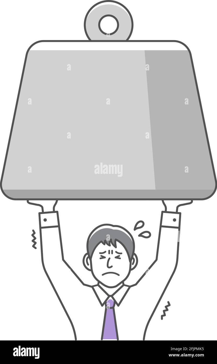 Young businessman holding huge weight. Vector illustration Stock Vector ...