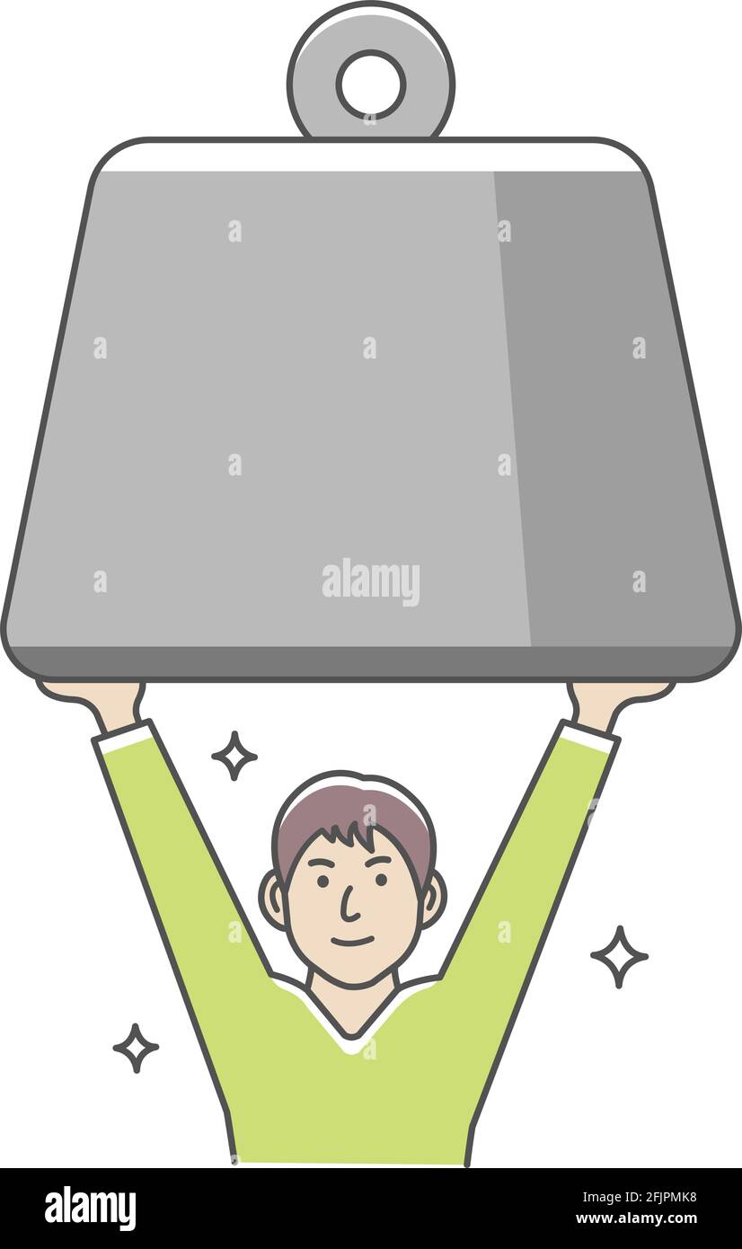 Young man holding huge weight. Vector illustration Stock Vector Image ...