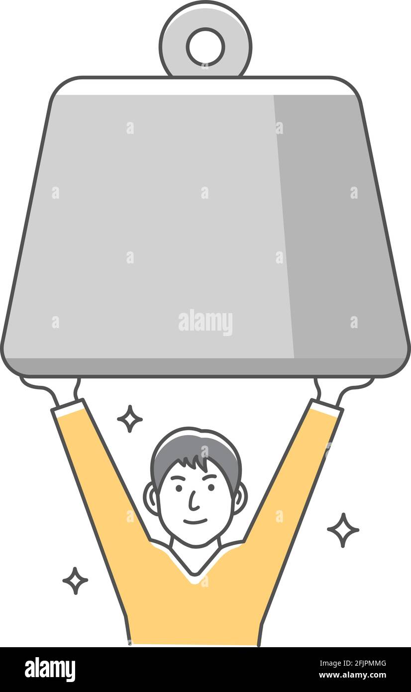 Young man holding huge weight. Vector illustration Stock Vector Image ...