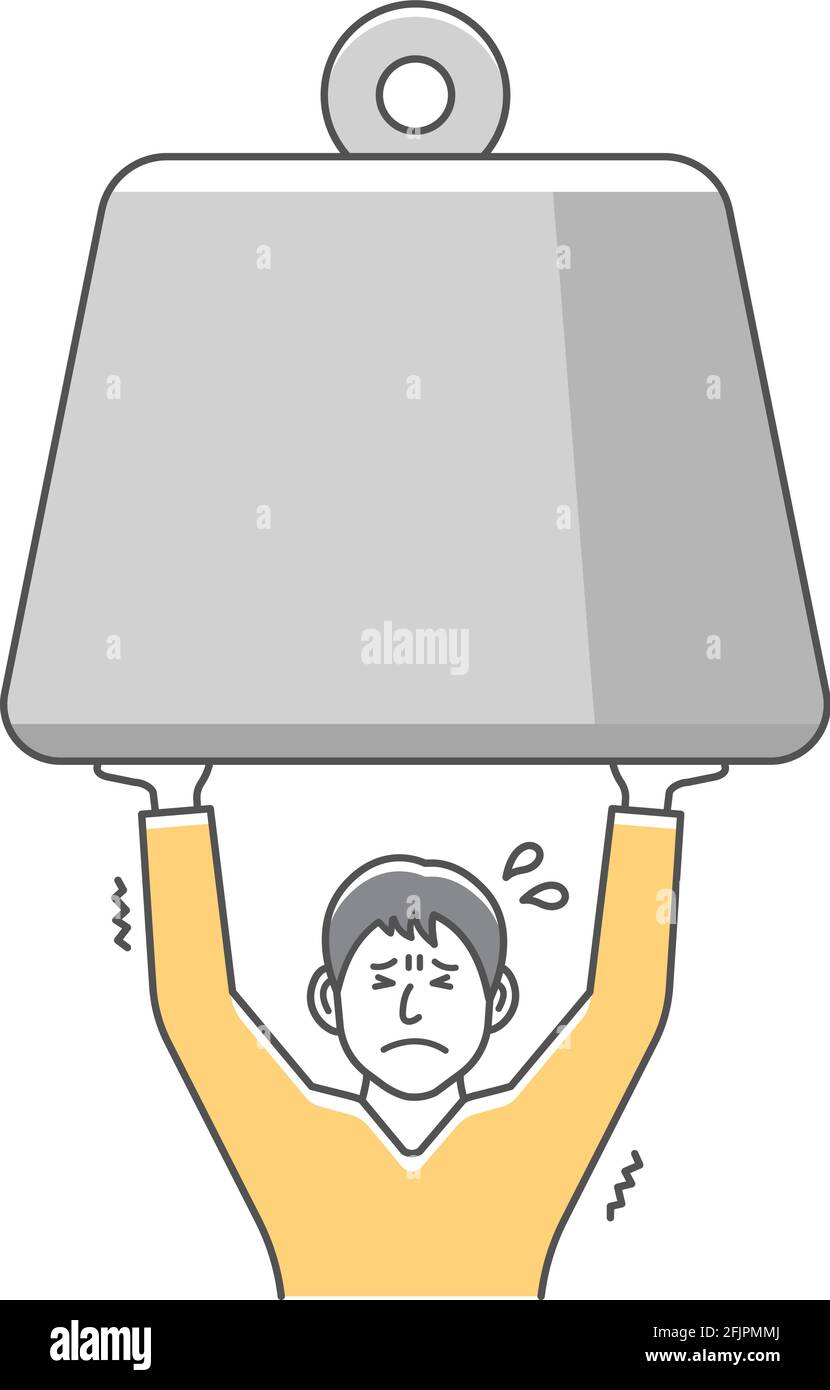 Young man holding huge weight. Vector illustration Stock Vector Image ...