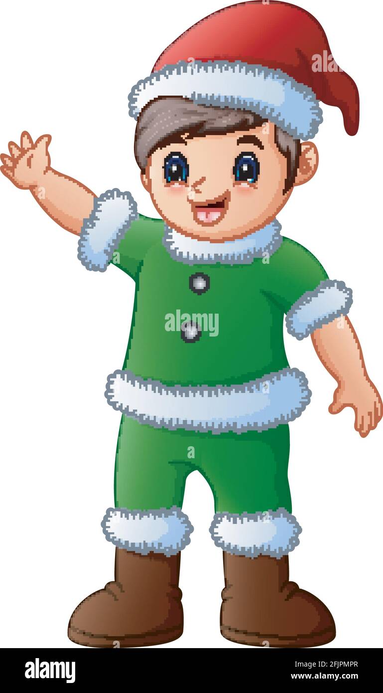 Cartoon waving christmas elf hi-res stock photography and images - Alamy