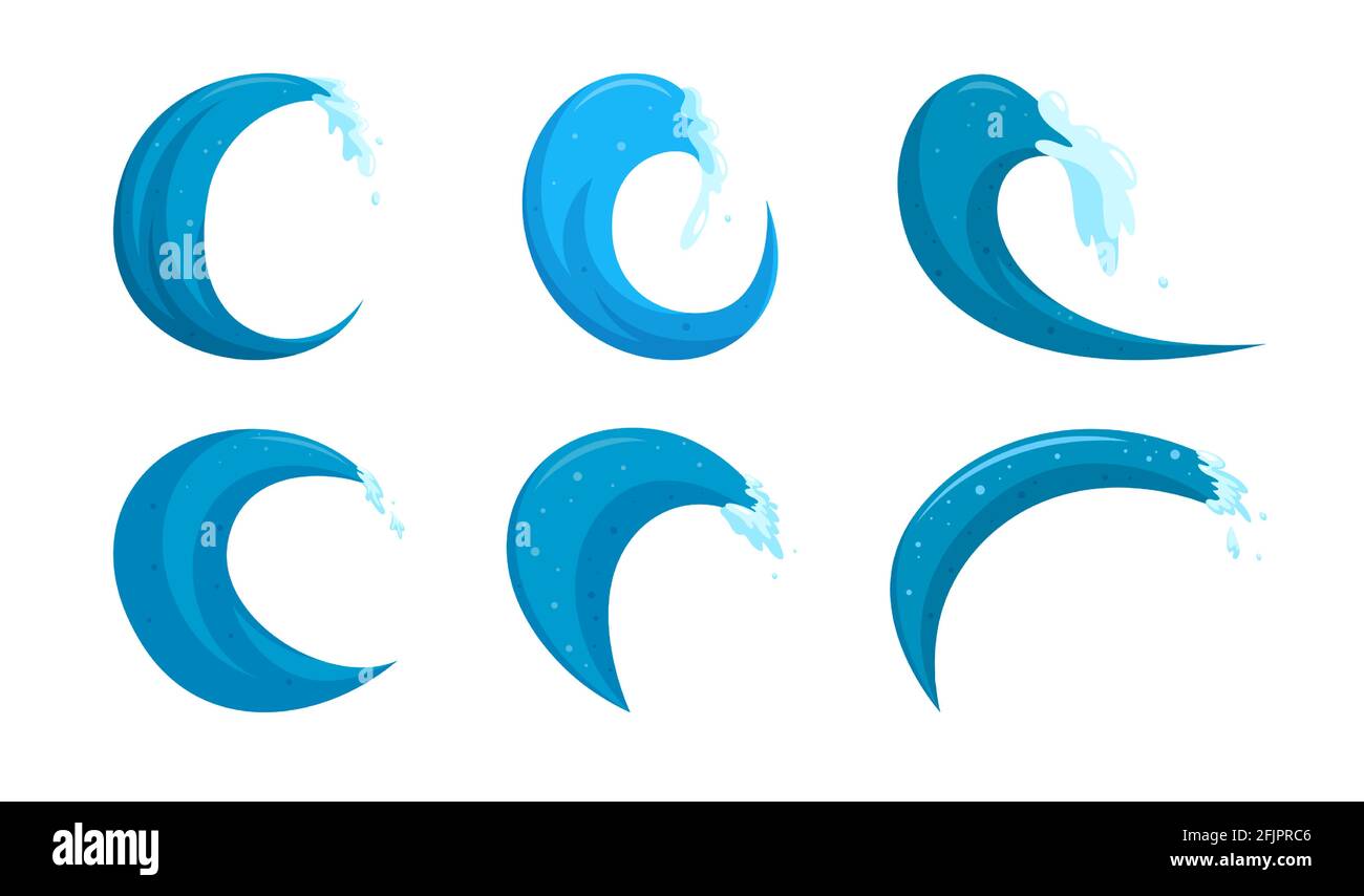 Curling waves clipart. Swiling water barrels. Cartoon vector ...